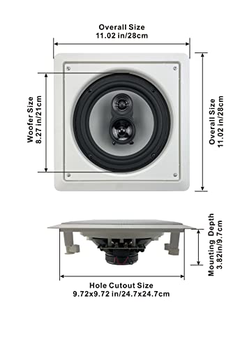 Acoustic Audio CS-I83S-2PR 300 Watt 8" 3-Way Home Theater in-Wall/Ceiling Speakers (2-Pair)