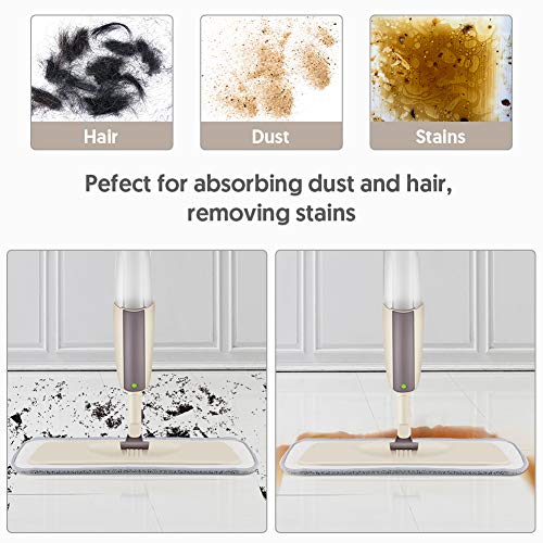 HOMTOYOU Microfiber Spray Mop Pads Reusable Washable Mop Flat Replacement Heads Refill Pack for Dust Wet Or Dry Floor Cleaning and Commercial Cleaning Refills -3Pack