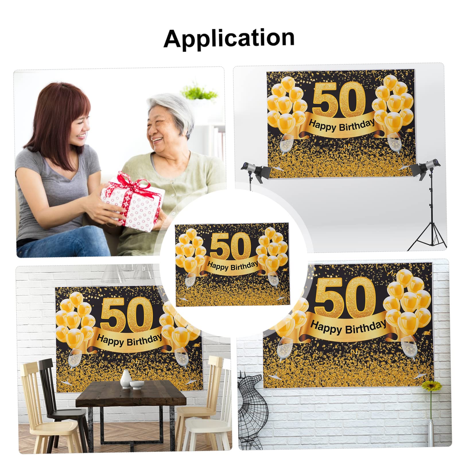 Abaodam Birthday Backdrop 1pc 50 Years Old Background Cloth Poster Vinyl 50th Birthday Poster