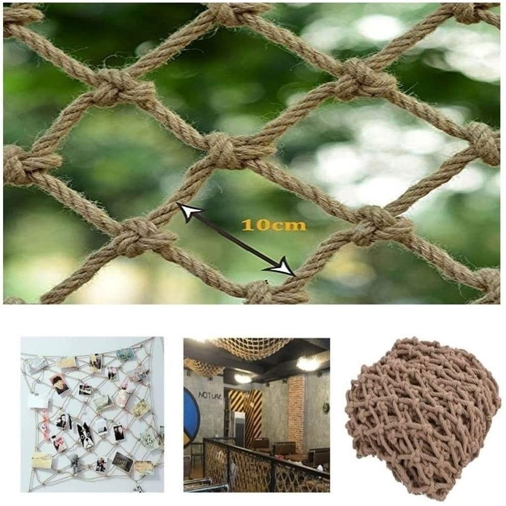 RZM Rope Netting Heavy Duty, Climbing Rope Net Playground Treehouse Hemp Safety Net Stair Balcony Protection Netting Kids Outdoor Swing Toys (Size : 1 * 2m(3 * 7ft))