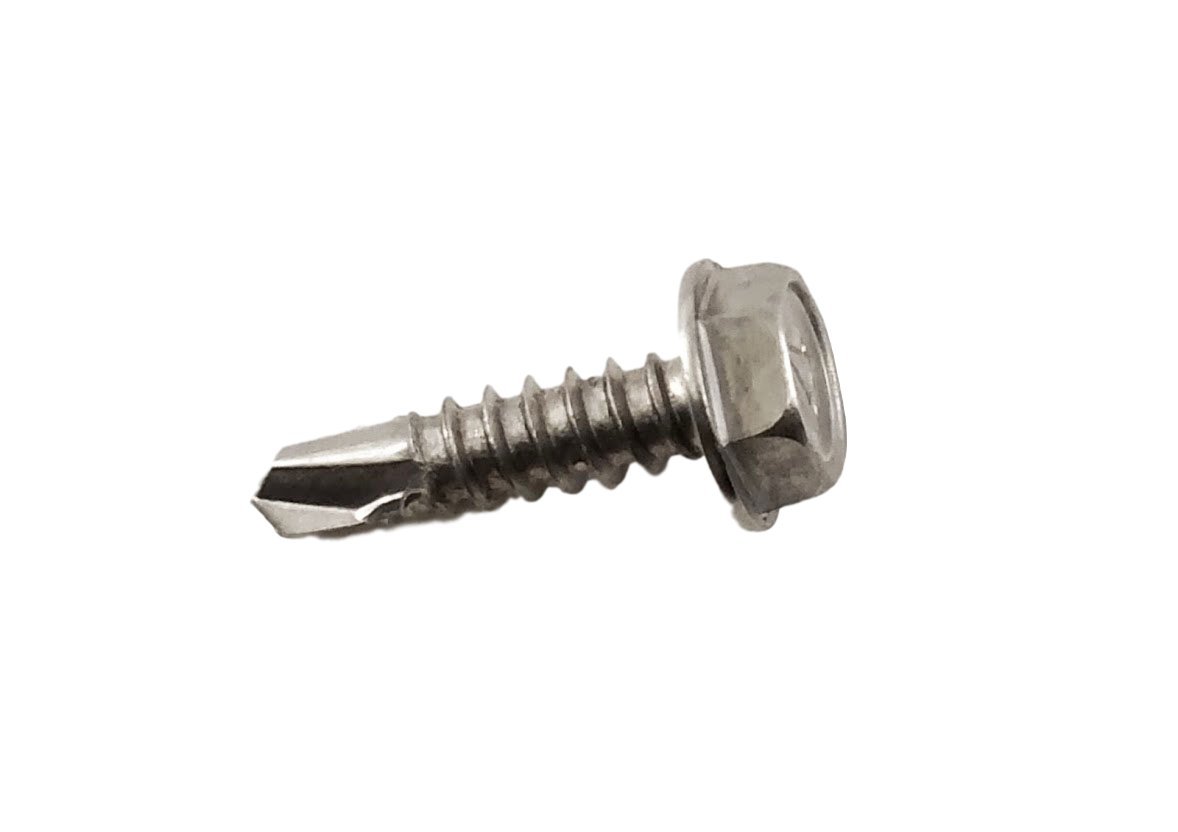 Stainless #10 X 3/4" Tek Screw (100 pcs)) Hex Washer Head Self Drilling Sheet Metal Tek Screws with Drill Point, 410 Stainless Steel, Self Driller, 100 Pieces