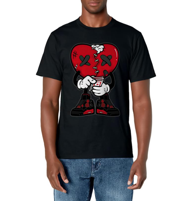 4 Red Thunder Tee Shoes Heartbreak Cry Red Thunder 4s T-Shirt