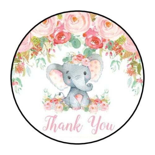 30 pcs Girl Elephant Round Stickers Envelope Seals Labels Round Tags, Stamps Sticker for Gift Cards, Envelopes, Boxes for Holiday, Birthday, Christmas