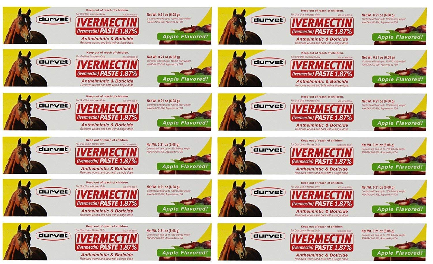 Durvet Ivermectin Paste Equine Dewormer - 12 Pack