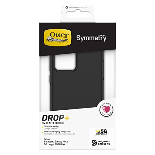 OtterBox Galaxy Note20 Ultra 5G Symmetry Series Case - BLACK, ultra-sleek, wireless charging compatible, raised edges protect camera & screen