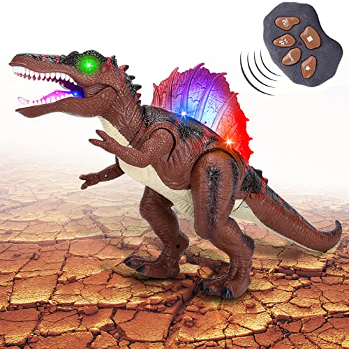 Remote Control Dinosaur Spinosaurus Toy, 20-inch Large Walking Robot Action Figure Dancing Dinosaur RC Toys with LED Light and Roaring Realistic Sounds for 3 4 5 6 7 8 9 Year Old Boys Girls Kids Gift
