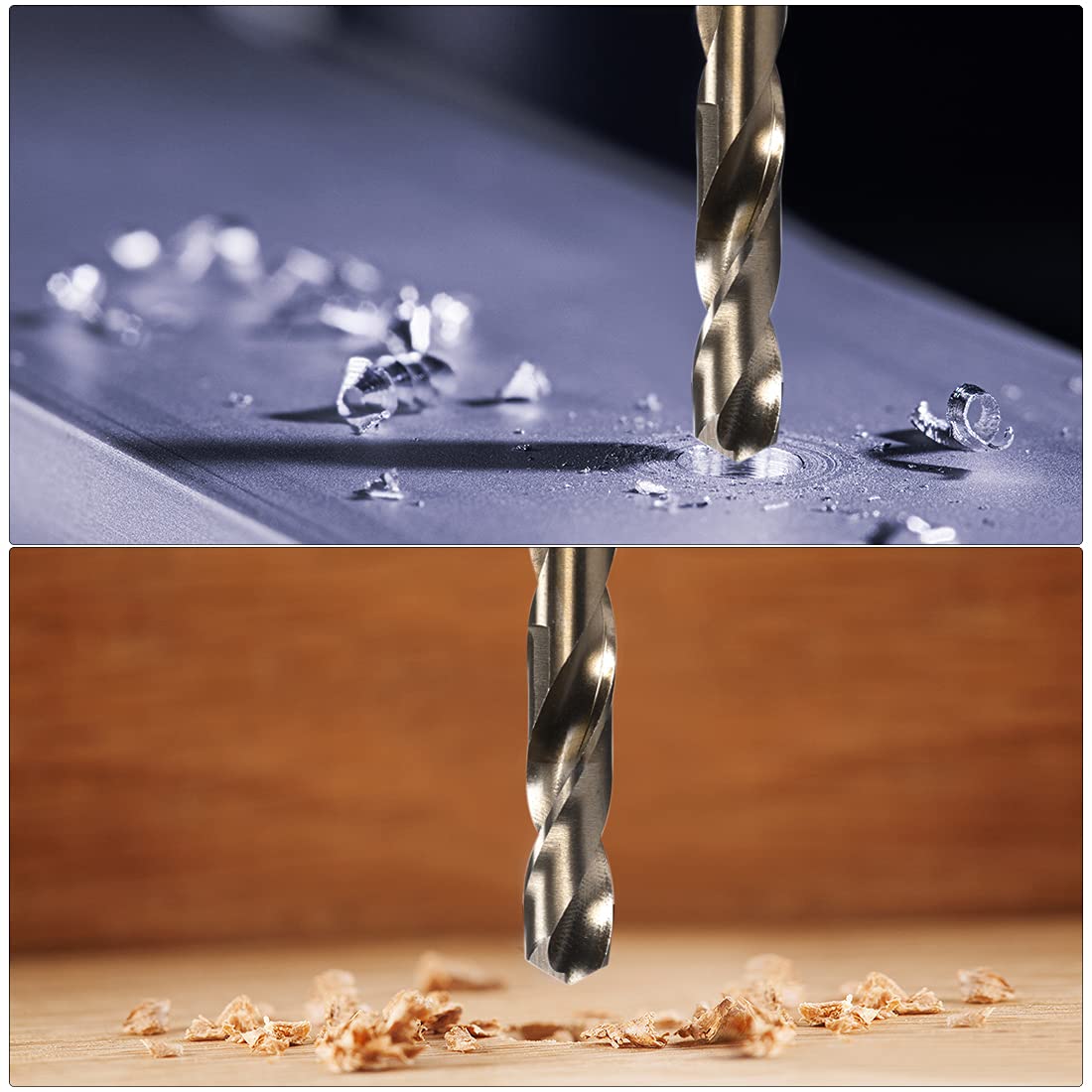 uxcell Reduced Shank Twist Drill Bits 12mm Black Nitride & Gold Titanium Coated High Speed Steel 6542 with 10mm Shank for Stainless Steel Alloy Metal Plastic Wood