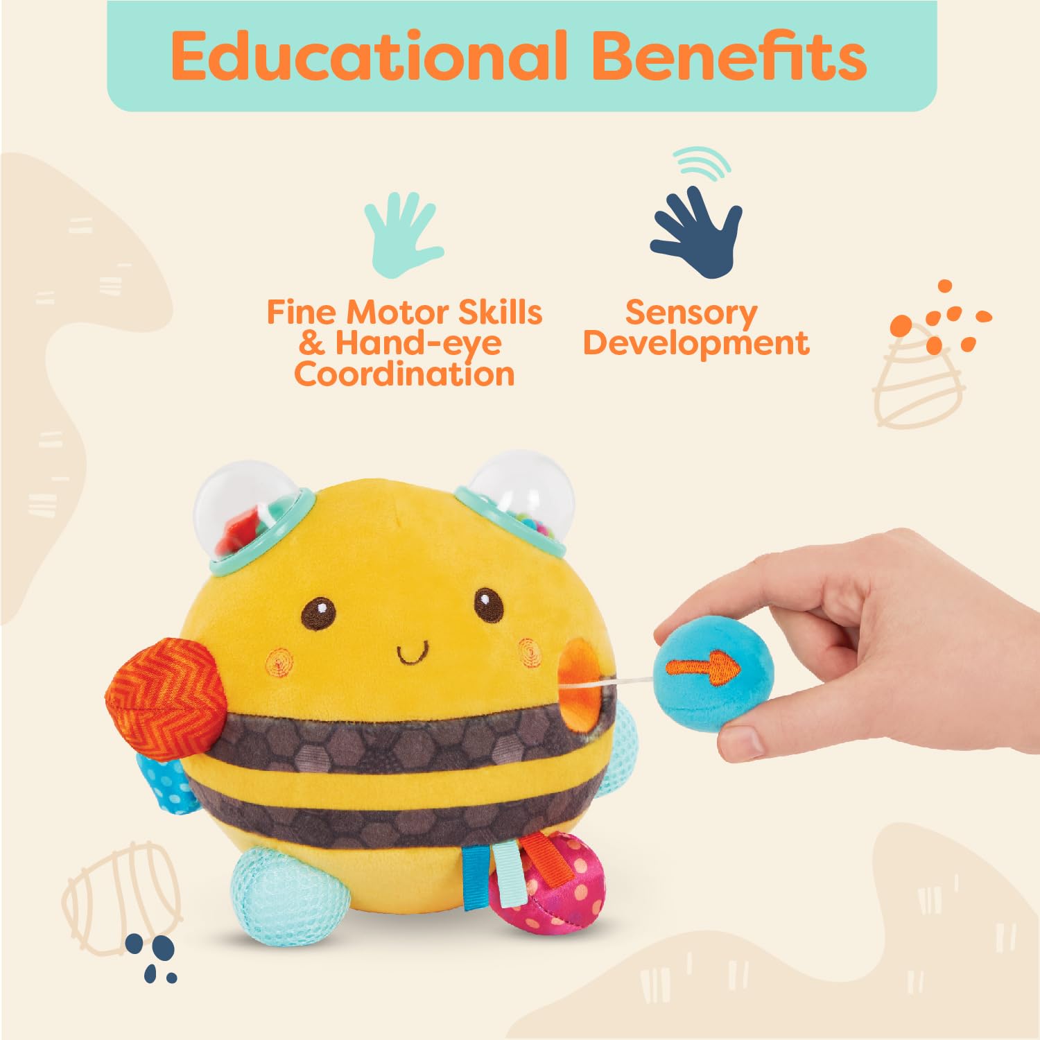 B. Sensory Plush Bumble Bee Baby ,Sensory Baby Toy β Bumpy Plush Bee with Fun Features, Interactive Play, Bumps, Colors, Textures & Sounds, Toys for Infants, Babies,Fuzzy Buzzy Bee β 0 Months +