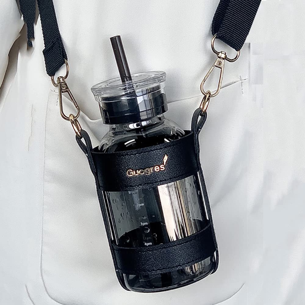550ml Milk Juice Cute Water Bottle Portable Transparent Gray Water Cup Glass Bottles Creative Handy Cup with Scale Straw 2 Lids Aesthetic Cute Water Bottles