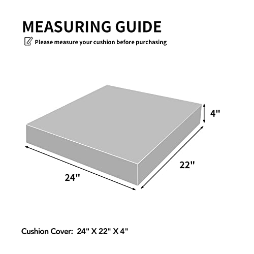 Easy-Going Waterproof Patio Cushion Covers 24x22x4 inch 2 Pack Replacement Non-Slip Outdoor Seat Cushion Slipcover with Zipper. ONLY Covers. Camel