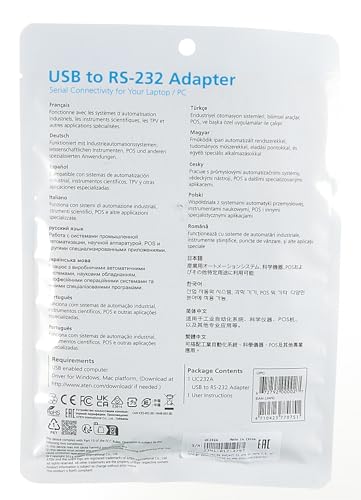 ATEN UC232A USB to Serial Converter USB-A to RS-232 Adapter (35cm) USB to PDA/Serial (DB9) Port Converter for Laptop PC Modem Printer Network Switch Scanner PLC Controller POS for Windows Mac Linux