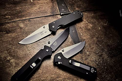 ANVIL BLADESMITHS ® - SILVERTIP - Pocket Knife, G-10 Black Handle, Straight Edge, Black Oxide Blade