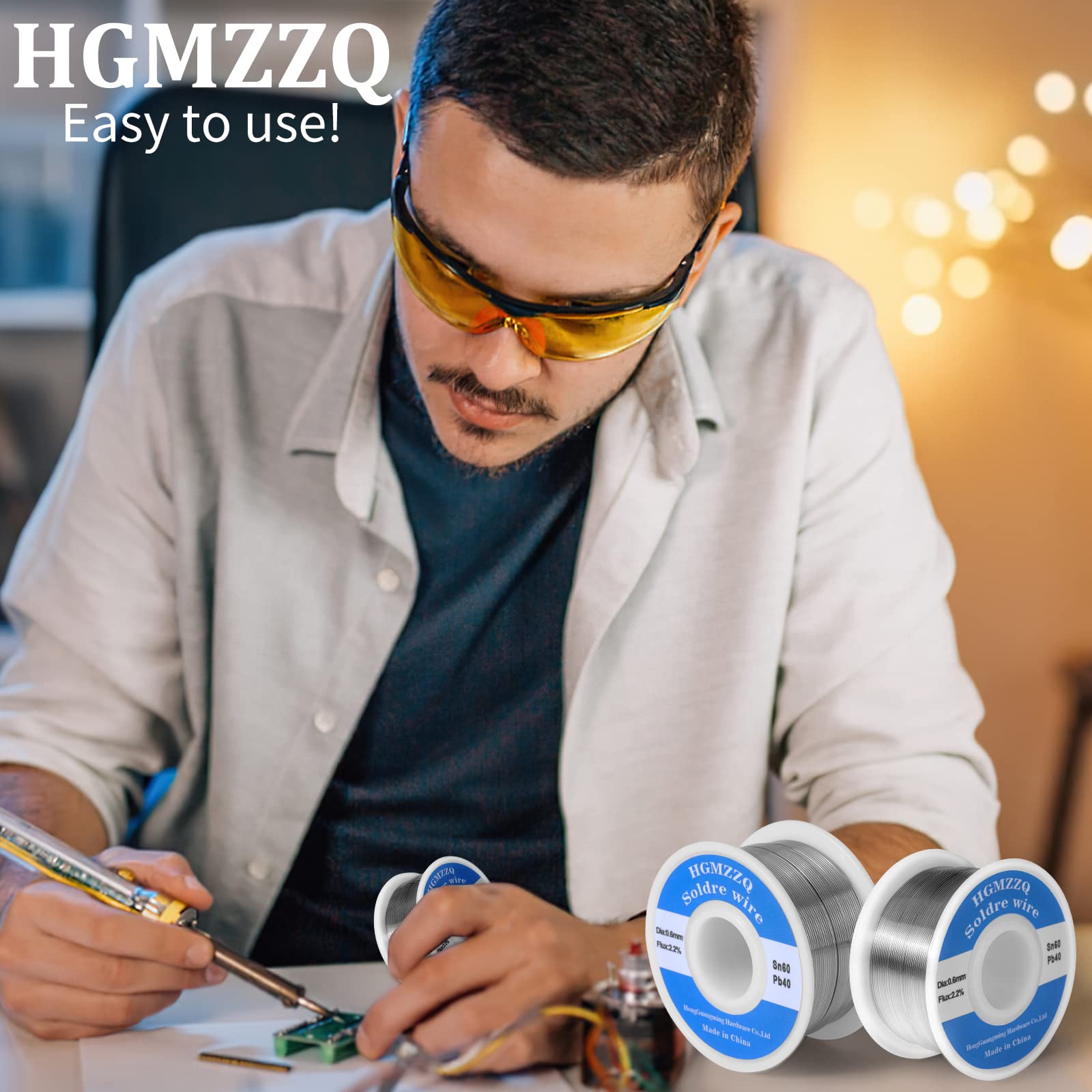 HGMZZQ 60/40 Tin Lead Solder Wire with Rosin for Electrical Soldering 0.023 inch-0.22lbs(0.6mm-100g)