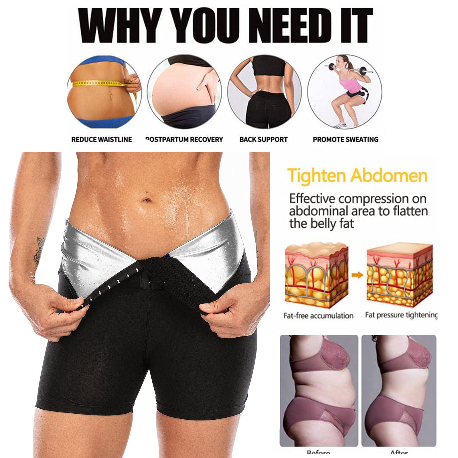 Bblulu Sauna Shaper Pants Shorts Legging for Women Weight Loss High Waist Sweat Pants Hot Slimming Workout Panst