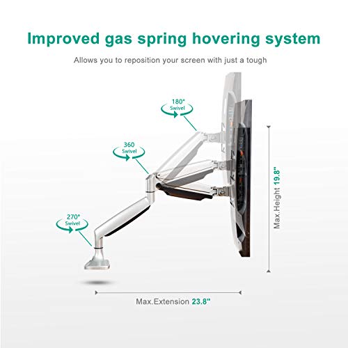 EleTab Single Monitor Arm Stand Full Motion Height Adjustable Monitor Desk Mount Fits for Computer Screen 13 to 34 inches, Hold up to 19.8 lbs