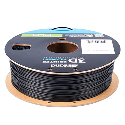 INLAND PLA 3D Printer Filament - 3D Printing PLA Filament 1.75mm, Dimensional Accuracy +/- 0.03mm - 1kg Cardboard Spool (2.2 lbs), Black PLA
