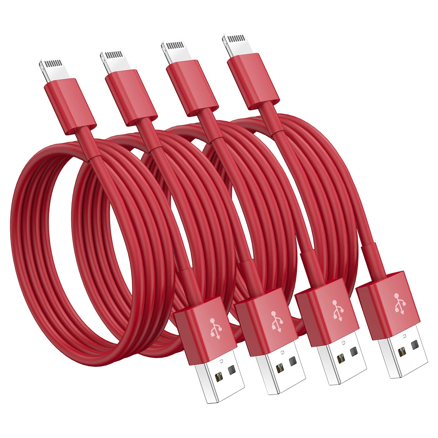 4 Pack [Apple MFi Certified] Apple Charging Cables 3ft, iPhone Chargers Lightning Cable 3 Foot, Fast iPhone Charging Cord for iPhone 14/14Pro/13/13Pro/12/11/11Pro/11Max/ X/XS/XR/XS Max/8, ipad(Red)