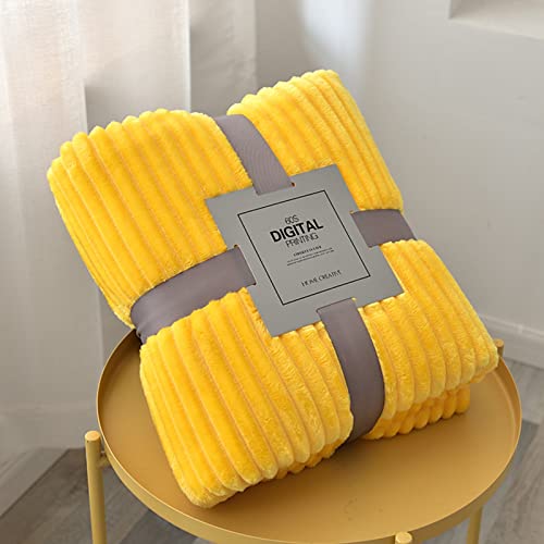 areclern Soft Blanket Fuzzy Blanket Polyester Throw Blanket for Couch Winter Warm Blanket for Home, Car Bright Yellow 70 * 100cm 1#