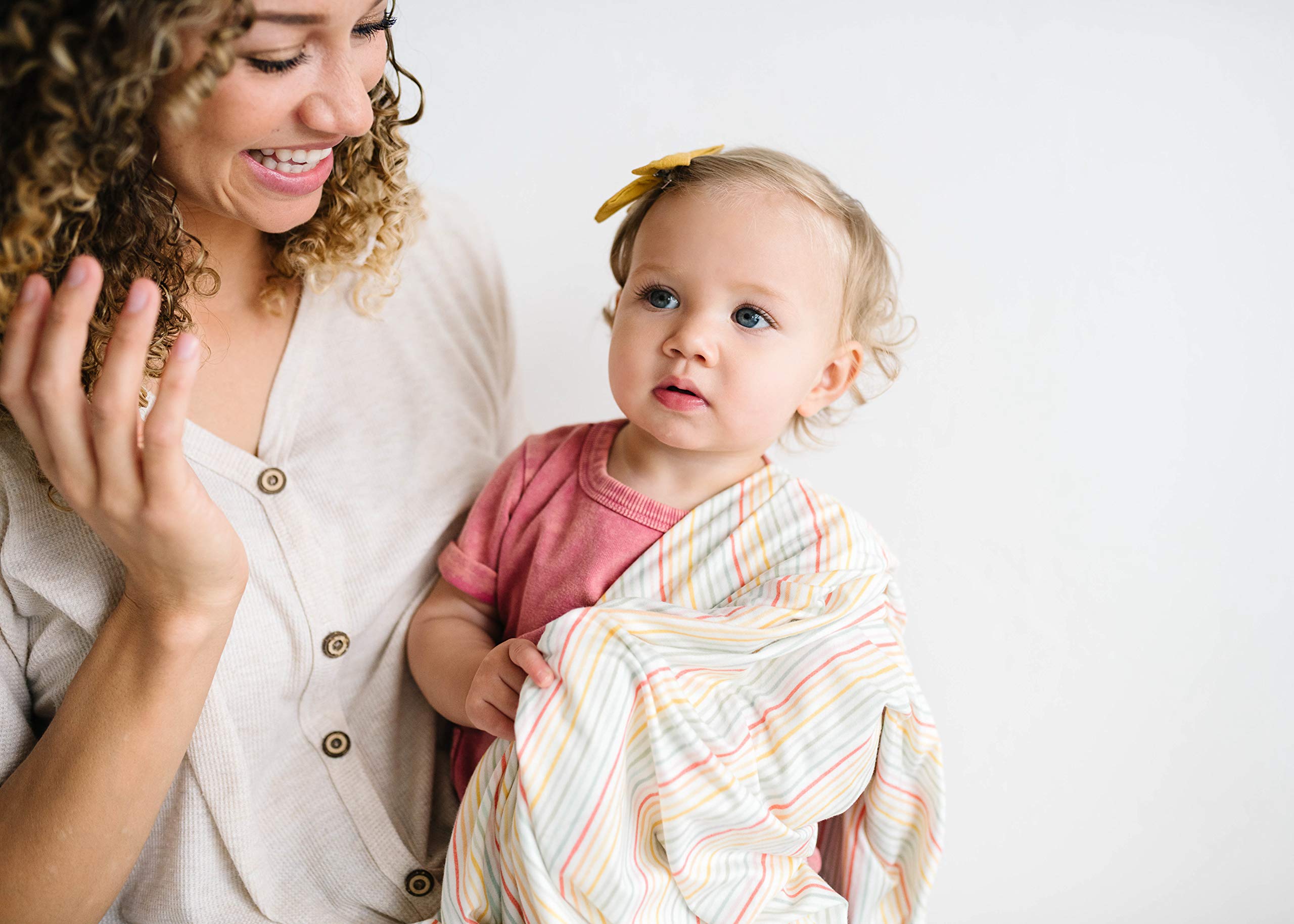 Large Premium Knit Baby Swaddle Receiving Blanket "Rainee" by Copper Pearl