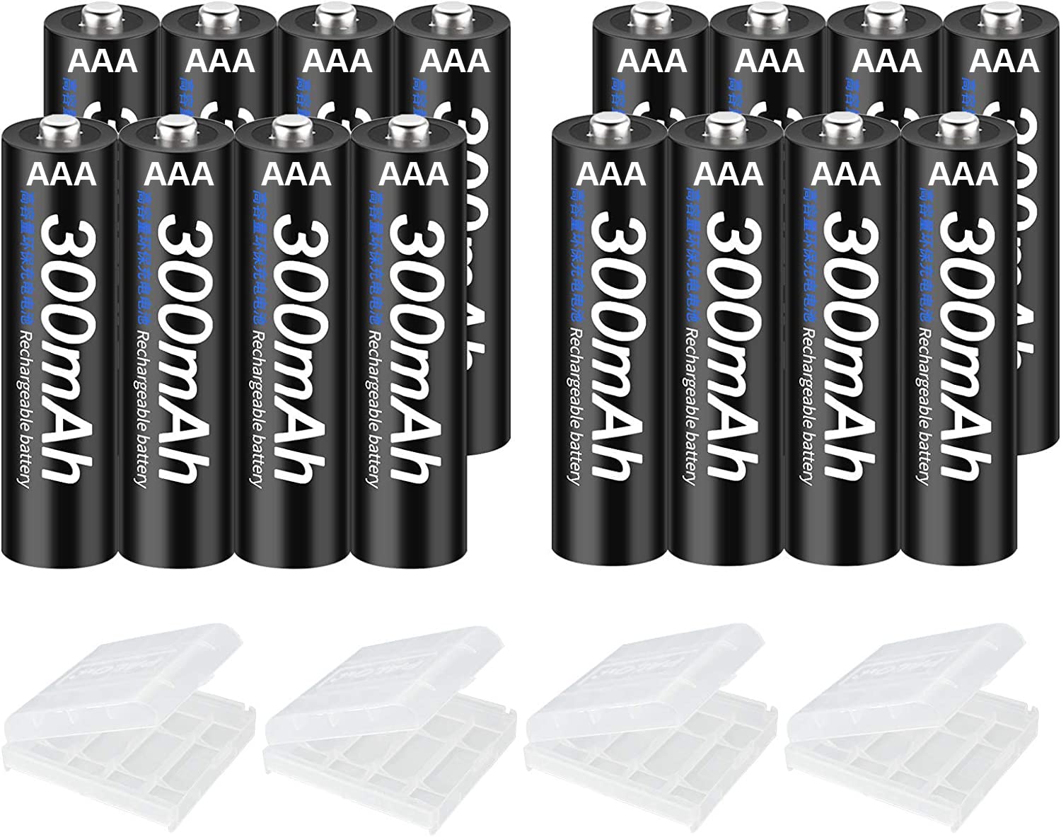 Tenbery Rechargeable Batteries AAA 300mAh 1.2v,16 Pack Ni-MH AAA Rechargeable Battery,1200 Cycle Triple A Rechargeable Batteries