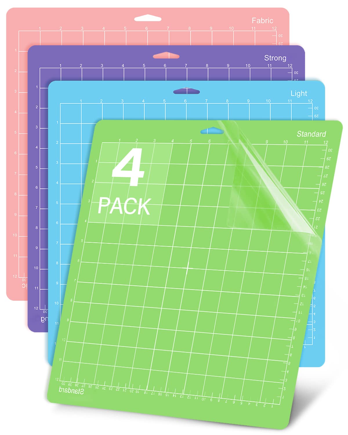Gwybkq Cutting Mat for Cricut Maker 3/Maker/Explore 3/Air 2/Air/One 4 Pack 12x12 VarietyGrip Cut Replacement Accessories Green/Blue/Purple/Pink Card Adhesive Sticky Pads