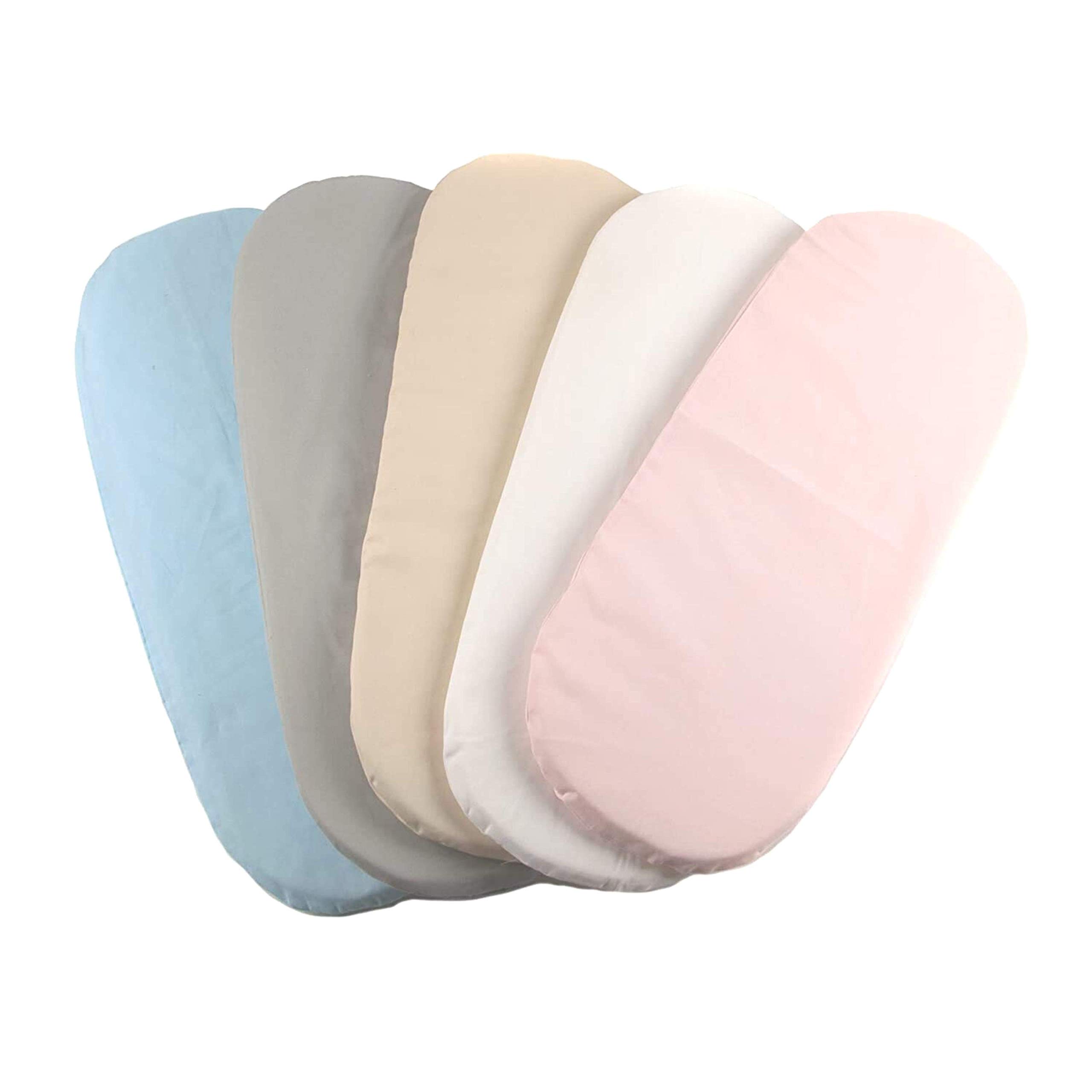 Tadpoles Luxe Cotton Set of 2 Moses Basket Fitted Sheets with Foam Pad - Natural