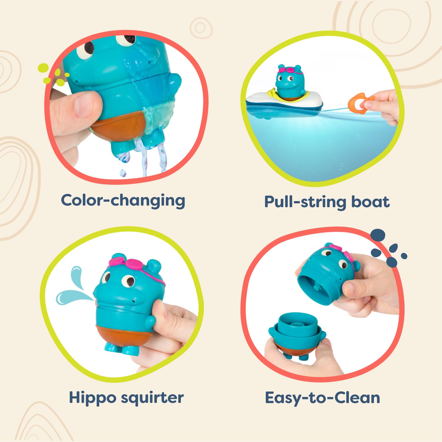 B. toys- Pull & Go Rider- Water Play Toy- Pull back boat- Color-changing rider- 10 months +
