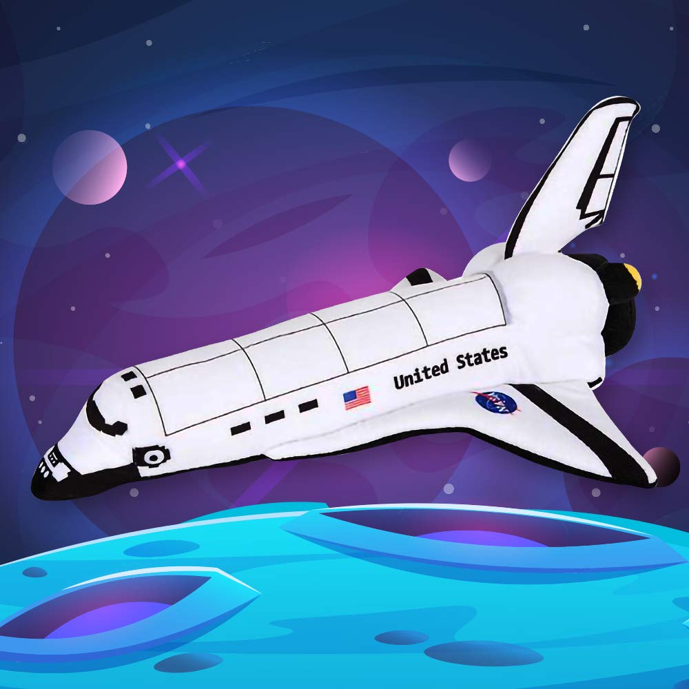 ArtCreativity Stuffed Space Shuttle - 14" Soft Cuddly Astronaut Toy for Kids, Easter Basket Stuffer, Birthday Gift
