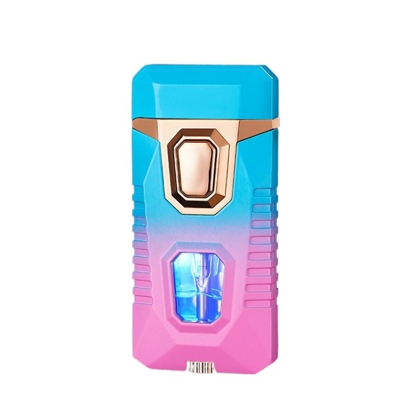 2024 Inflatable, Clear Gas Window Lighter, Dual Flame Lighter, Reusable, Portable, for Cigarettes, Gifts, Collections (No Gas) (Color : C3)
