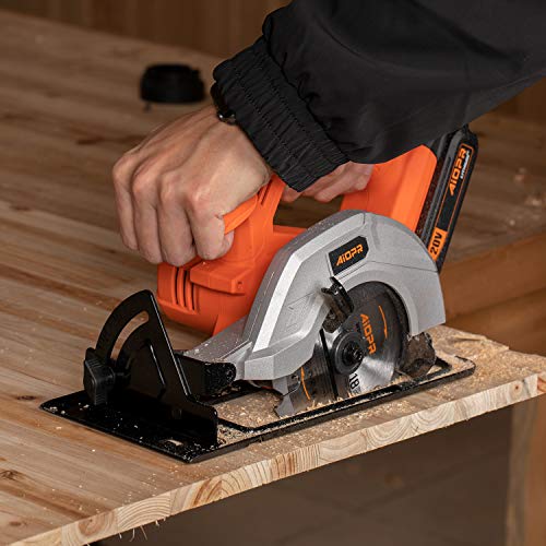 AIOPR 20V 5-1/2" Cordless Circular Saw with Rip Guide and 2 Blades (97623)