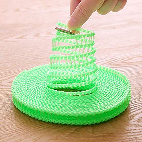 Windproof Non-Slip Clothesline, Clothesline Windproof Clothes Drying Nylon Hanging Rope Portable Travel Line Clothing Rack Adjustable for Camping Indoor Outdoor Laundry Hanger Rope 8M (Green)
