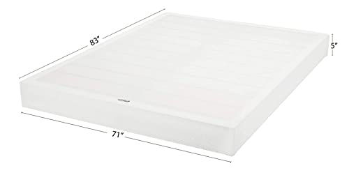 Amazon Basics Smart Box Spring Bed Base, 5 Inch Mattress Foundation, Tool-Free Easy Assembly, California King, White