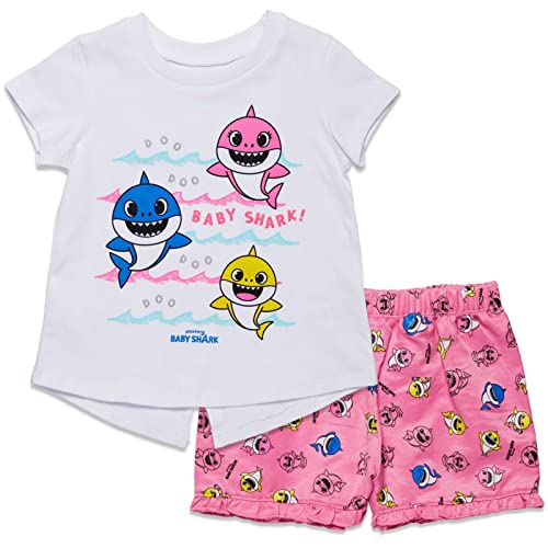 Pinkfong Baby Shark Toddler Girls Graphic T-Shirt and Shorts Outfit Set Pink/White 3T