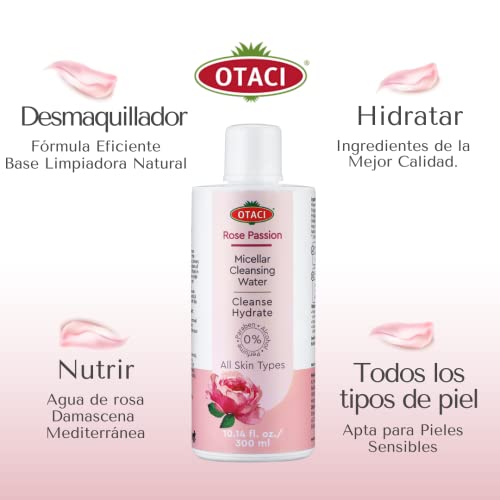 OTACI Rose Passion Micellar Cleansing Water, Face Cleansing Makeup Skin Remover Wash Rosewater Hydrating Moisturizer