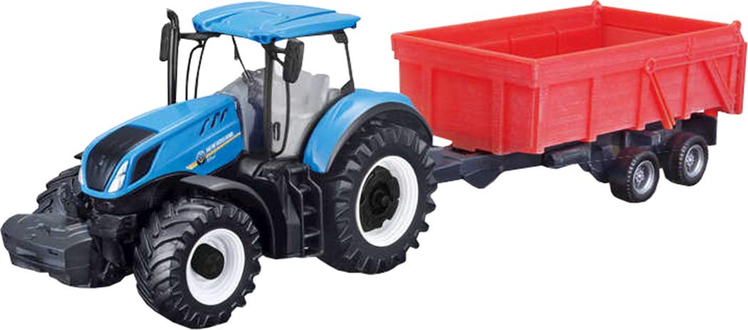 Bburago B18-31658 New Holland T7.315 Tractor with Tipping Trailer 10CM, Blue
