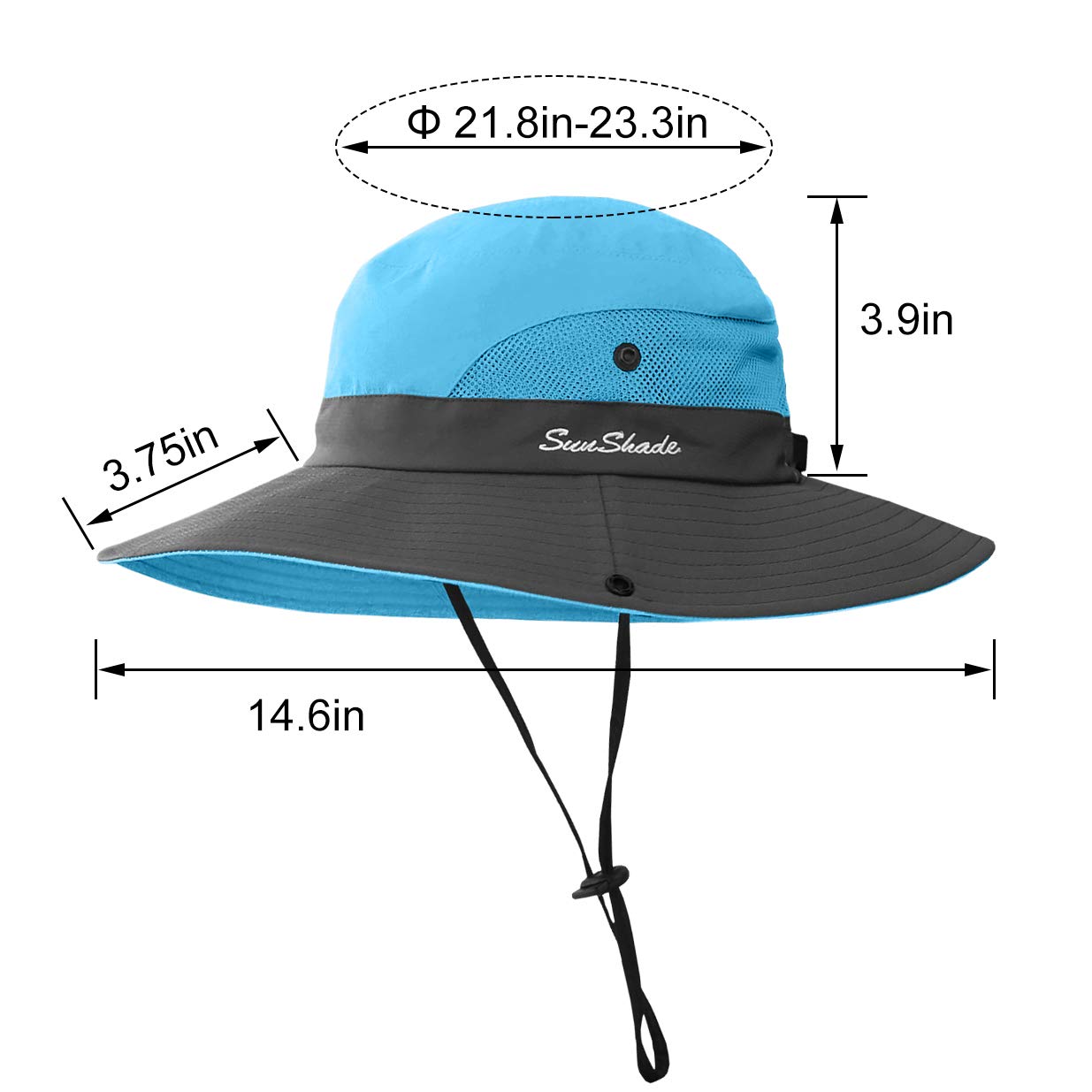 3 Pieces Womens Ponytail Wide Brim Sun Hat Packable UV Protection Beach Cap for Fishing & Hiking (Purple&Watermelon Red&Sky Blue)