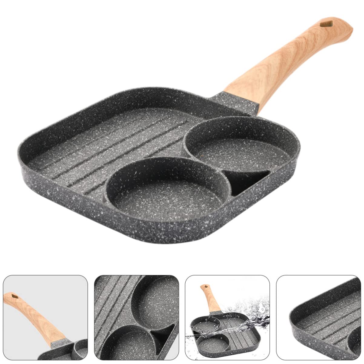 Anneome 1pc Nonstick Kitchen Poached Fried Pans Muffins Non Alloy Section Handle for Non-stick Plett Cups Skillet Tool Steak With Stick One Multipurpose Home Burger Cookware