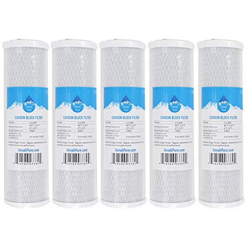5-Pack Replacement for Compatible with Everpure CGS-10 EV910010 Activated Carbon Block Filter - Universal 10 inch Filter Compatible with EVERPURE CGS-10 SINGLE SERIES 10" HOUSING - Denali Pure Brand