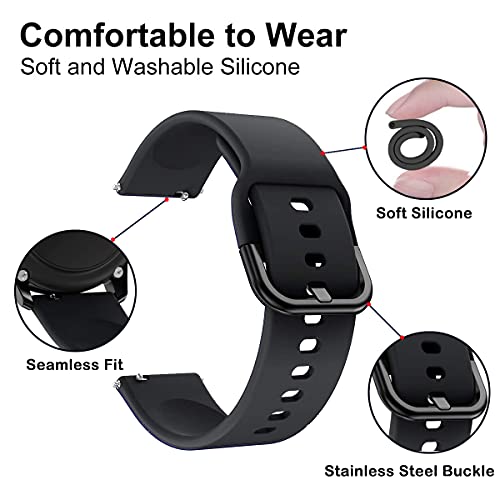 Minggo Band Compatible with Samsung Galaxy Watch Active/Active2 40mm/44mm,Silicone Sports Wristband Replacement Compatible for Galaxy Watch 42mm/Gear S2 Classic/Gear Sport Smart Watch (Black)