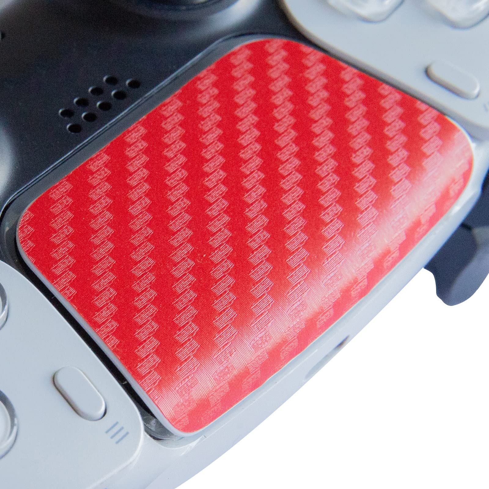 2Pcs of Hotline Games Touchpad Protector Compatible with PS5 Controller, Enhanced Texture Skin Compatible with Playstation 5 Dualsense, Pre-Cut,Easy to Apply,Easily Add Protection (Carbon Red)