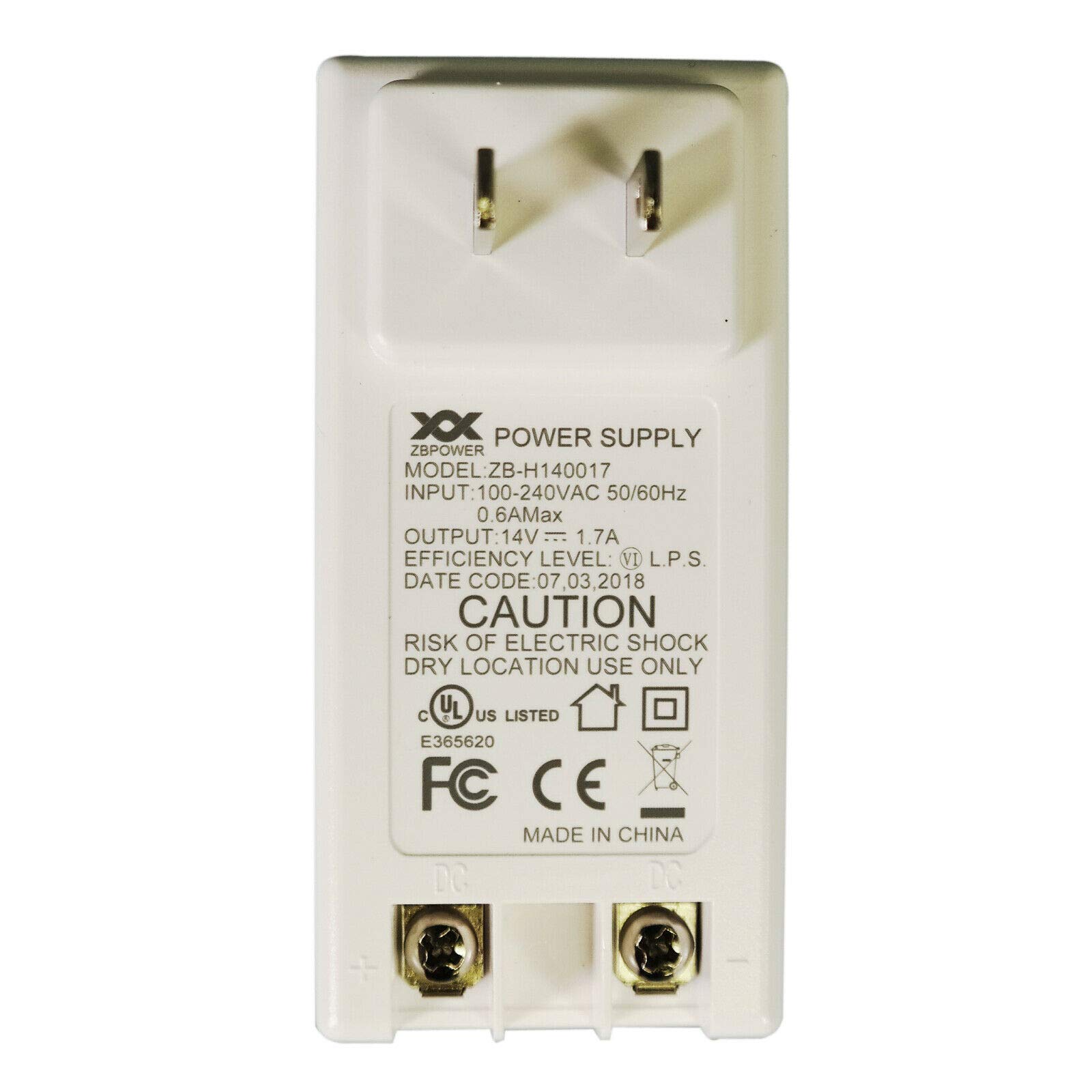 ZBPower ZB-H140017 DC Power Supply Transformer 14V 1.7A 50/60Hz 2gig by Tekswamp