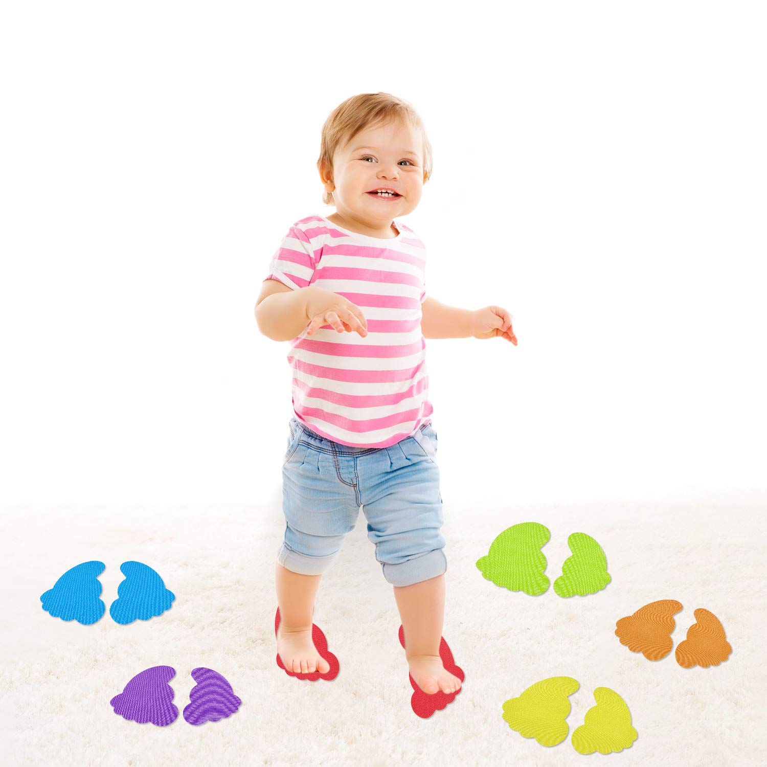 Outus 48 Pieces Carpet Feet Spots, Sit Foot Spots, Line up Spots for Classroom Floor, Carpet Markers for Teacher Supplies Classroom Rug, School Decoration (Classic)