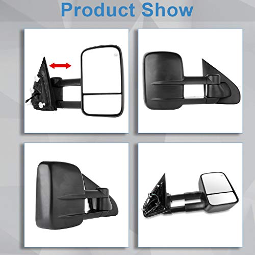 ECCPP Towing Mirrors Replacement fit for 2014-2018 for Chevy for GMC for Silverado for Sierra 1500 2015-16 2500 HD 3500 HD Power Heated Mirrors