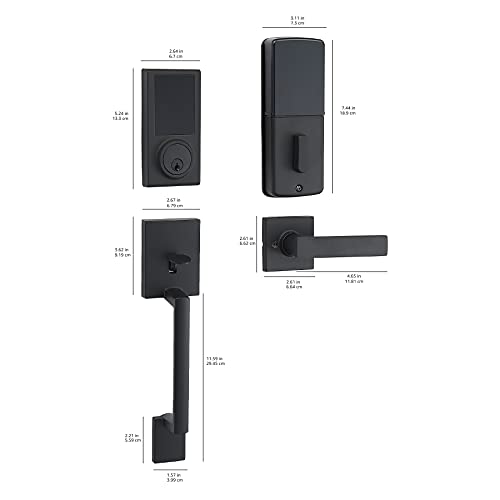 Amazon Basics Grade 3 Electronic Touchscreen Deadbolt Door Keypad Lock With Handleset, Matte Black, 133mm H Uppper x 294.5mmL lower