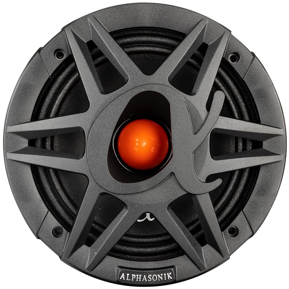 Alphasonik 1 Pair of VCA654 VENUM PRO Series 6.5" 1400 Watts Max 350 Watts RMS Mid-Range Car Audio Speaker 4-Ohm Proprietary Grille, Cast Basket, Cloth Surround, Non Pressed Paper Cone, Ferrite Magnet