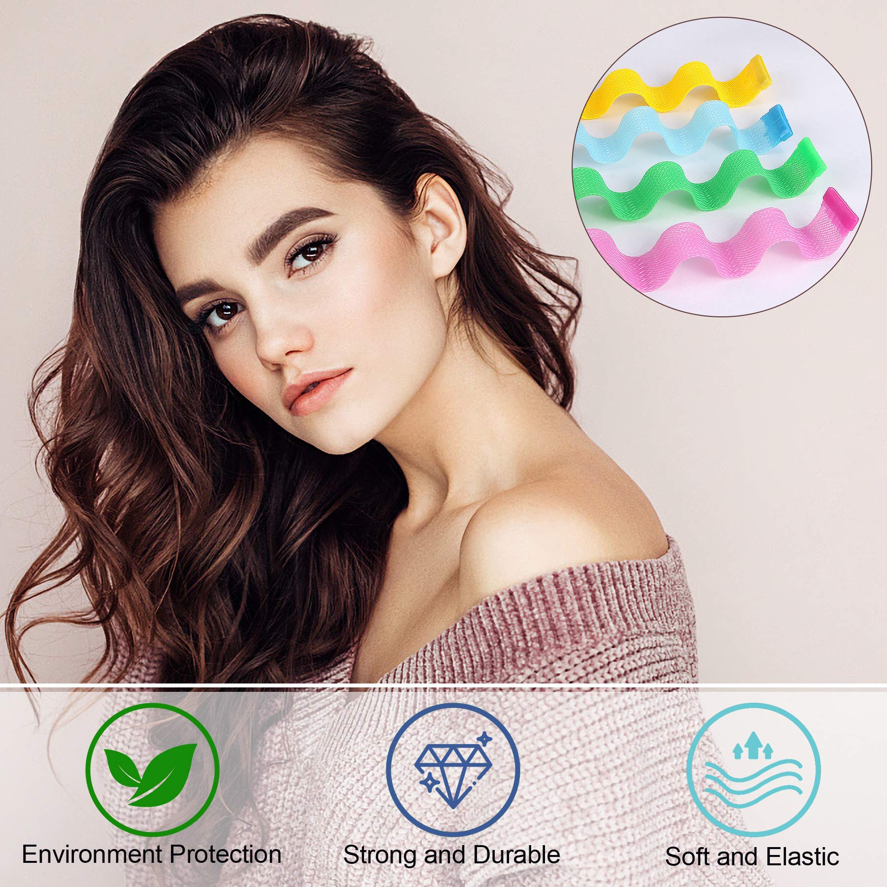 36 Pcs Magic Hair Roller Curlers Heatless Styling Kit with 2 Pcs Hair Hooks for Women Girls (9.8inches)