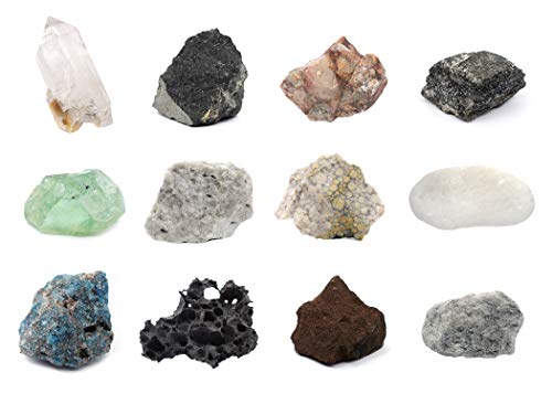 Rock & Mineral Kit, 12 Pieces - Includes Metamorphic, Igneous, Sedimentary Rocks & Minerals - 1" Specimens - Great for Geology Classrooms & Basic Field Testing Labs - Tech Cut Rocks by Eisco Labs