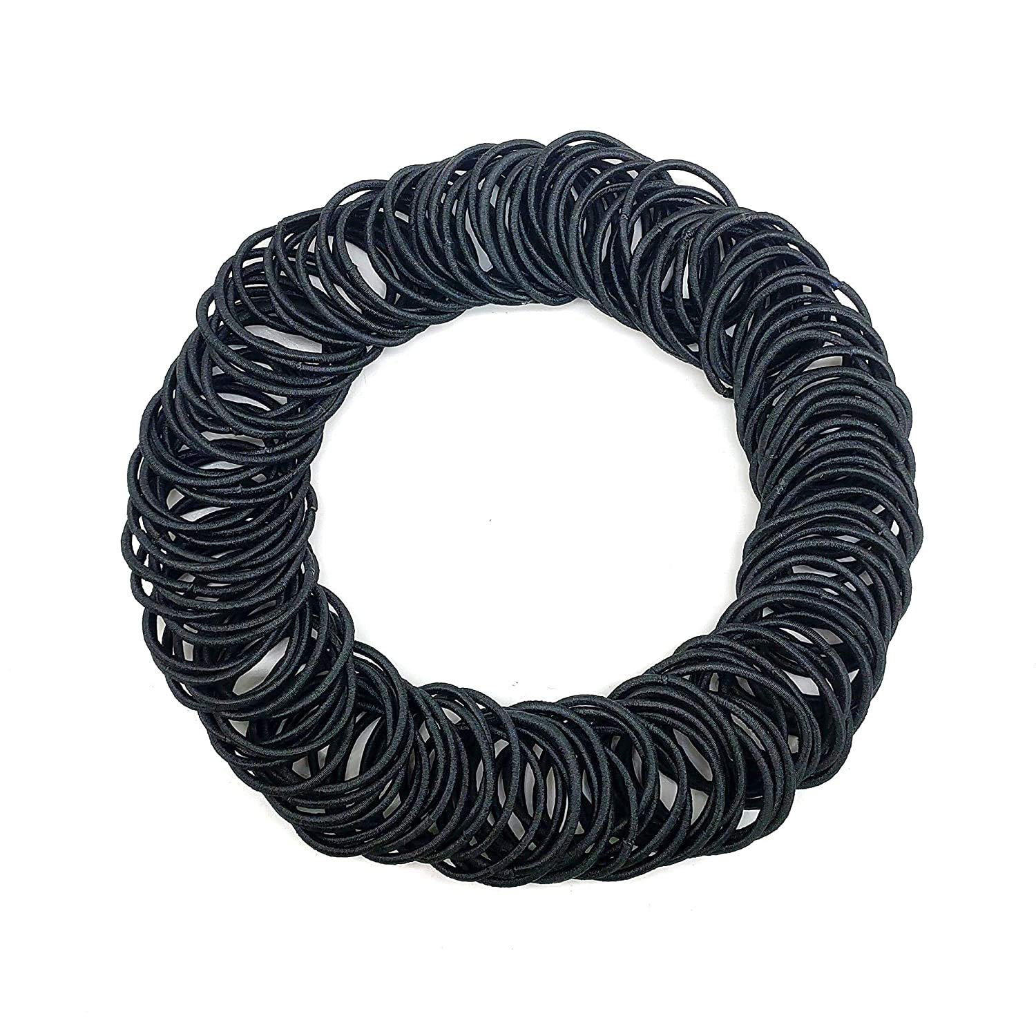 300 Pieces Black No Crease Girls Hair Ties, Hair Bands ,Bulk Elastics Ponytail Holders Ties for Thick Heavy and Curly Hair