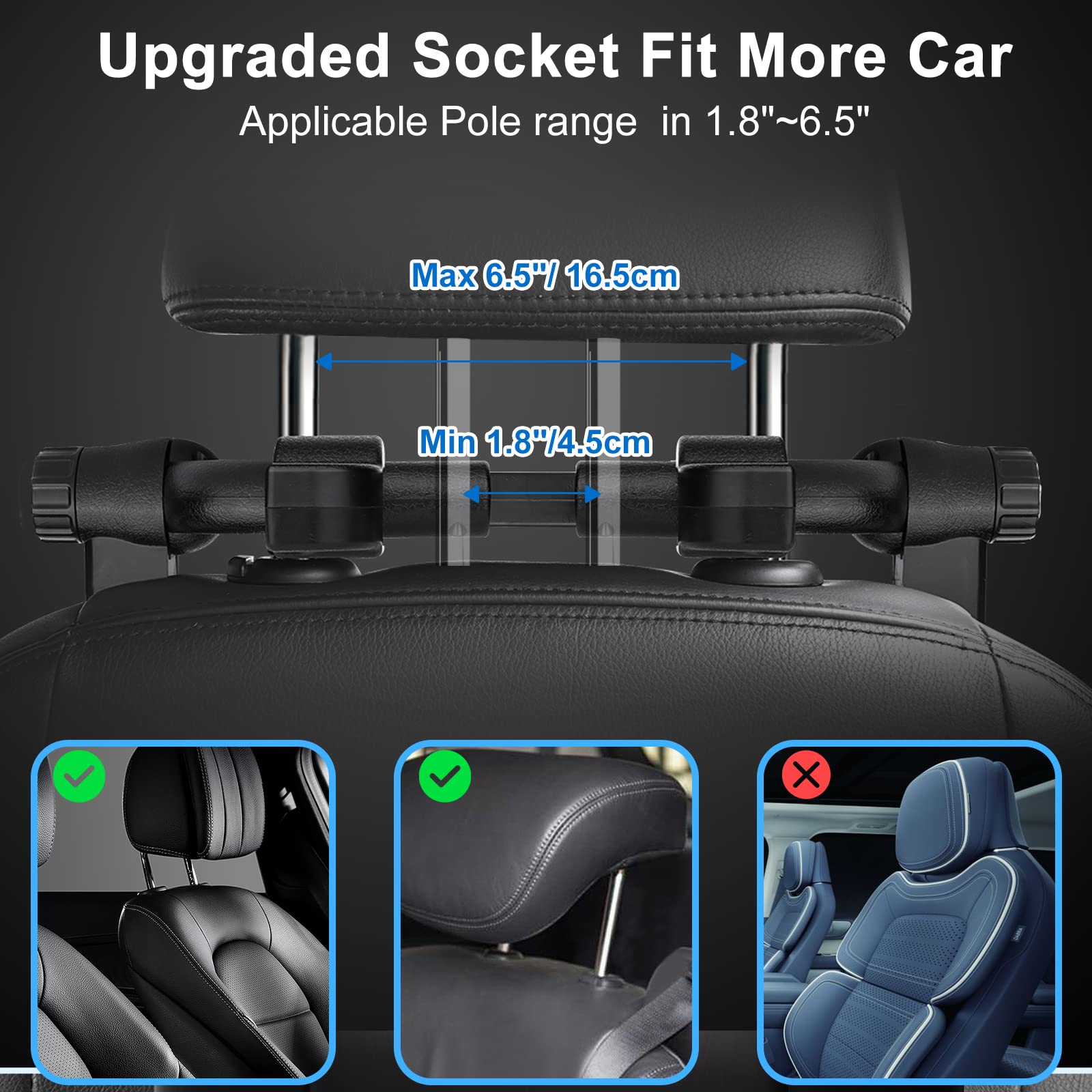 Heapany [Upgraded] Car Headrest Pillow, Head Support Neck Pillows, Roadpal Adjustable Sleeping Headrest for Kids Adults Travel