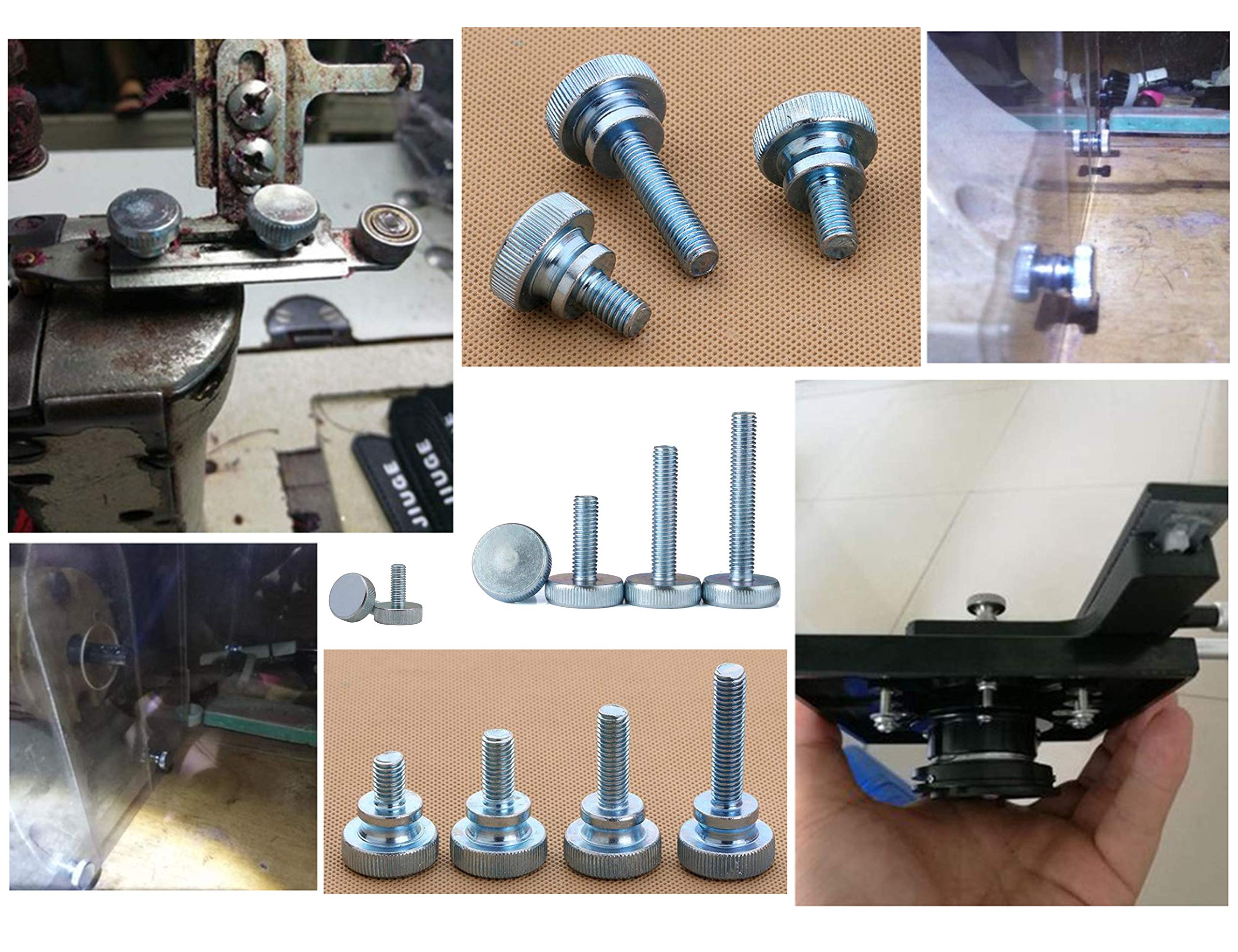 LBY 20pcs Knurled Hand Screw, M5 x 20mm Flat Knurled Head Fully Threaded Thumb Screws(Double Layer Step), Carbon Steel Galvanize